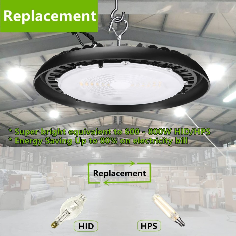 2 Pack LED High Bay Light with US Plug 6FT Cable, 120V 150W 19500LM ...