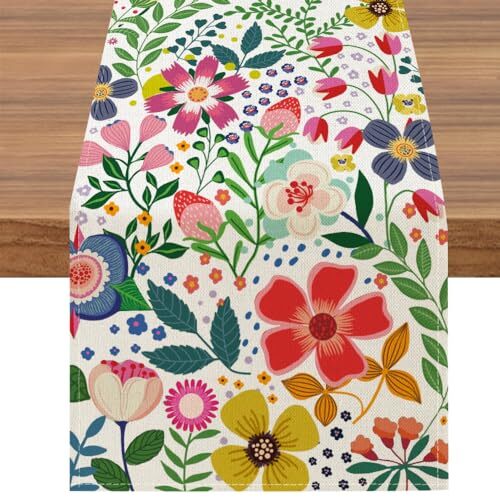 Boho Floral Table Runner, Bohemian Flower Home Kitchen Dining Table | eBay