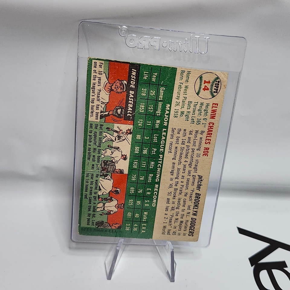 1954 Topps - Gray Back #14 Preacher Roe FREE SHIPPING | eBay