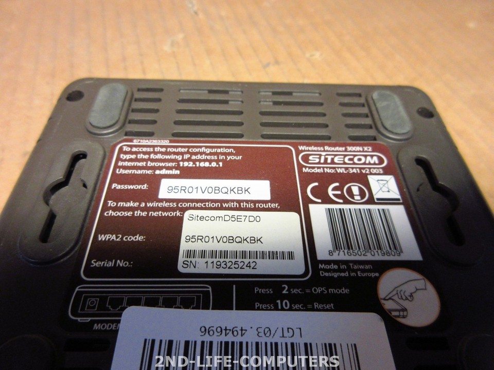 Sitecom WL-341 V2 WLAN mini - Router 300 Mbit/s 802.11B/G/N - EXCL PSU ...
