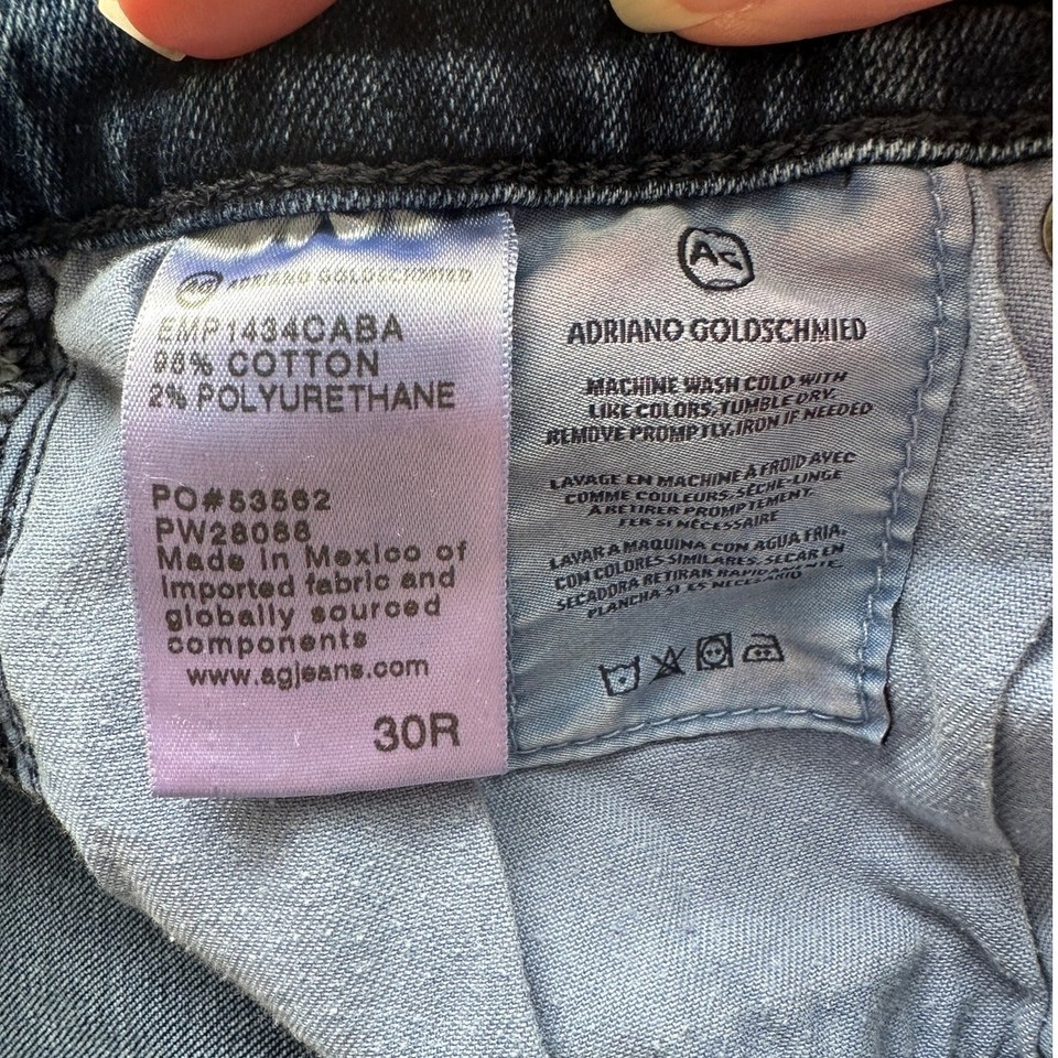 AG Adriano Medium Wash Whiskered Prima Cigarette Leg Jeans 30 | eBay