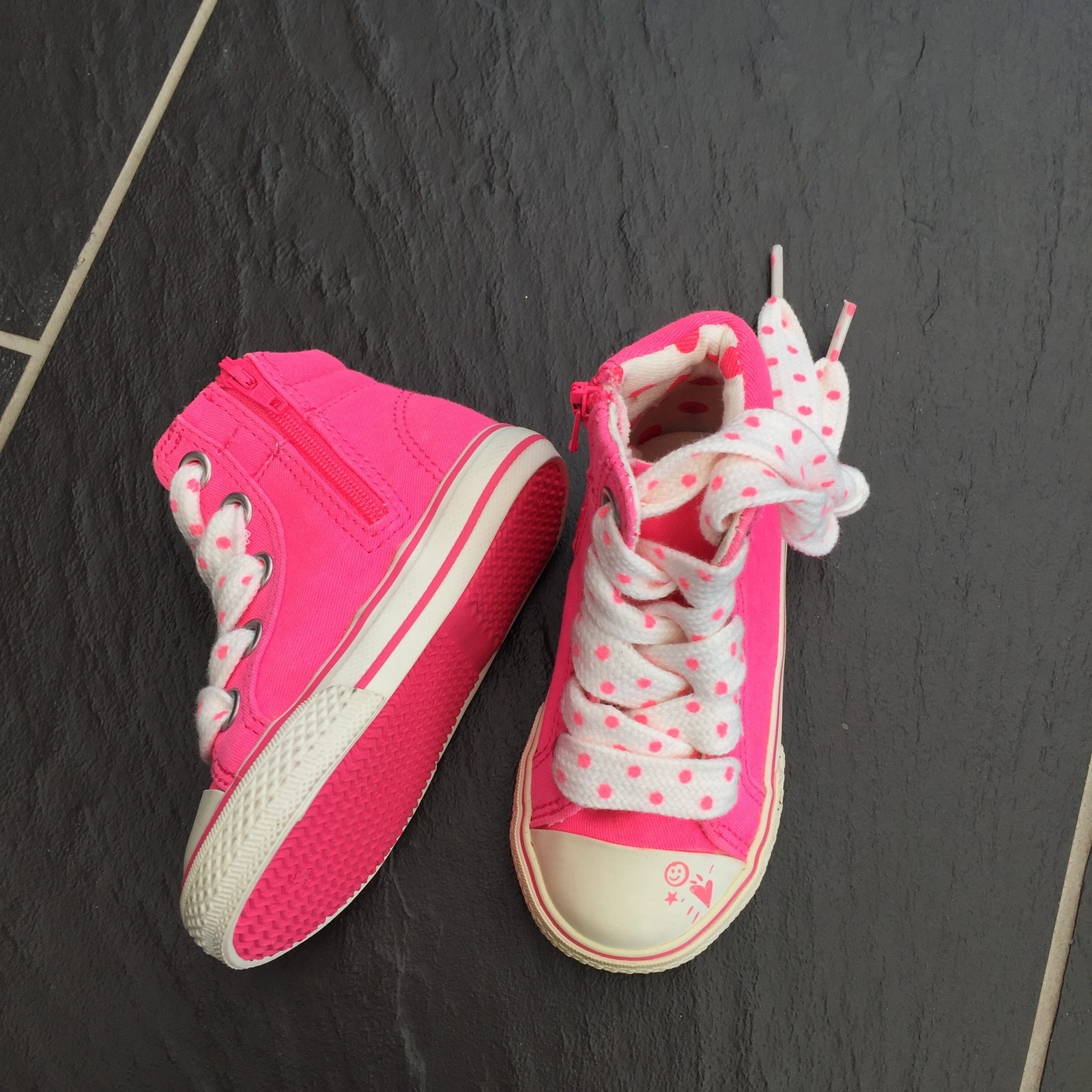 NEXT GIRLS BRIGHT PINK BOOTS POLKA DOT LACES SIZE 3 EUR 19 | eBay