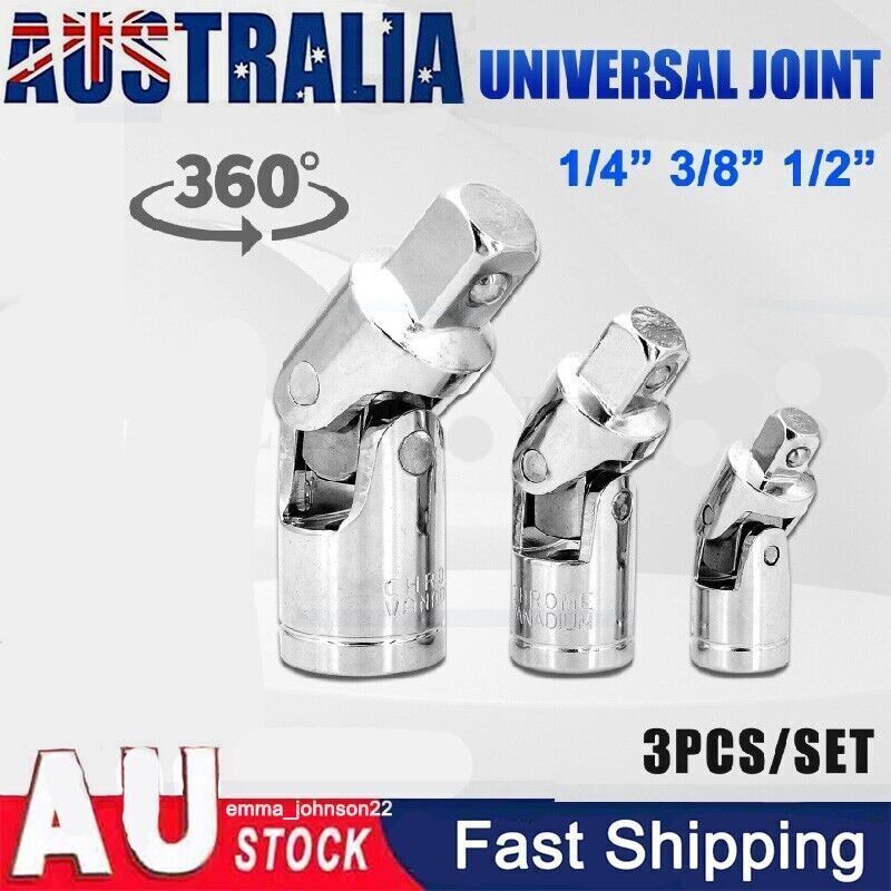 3x Impact Universal Joint Socket Swivel Set 1/2" 3/8" 1/4"Drive Joint ...