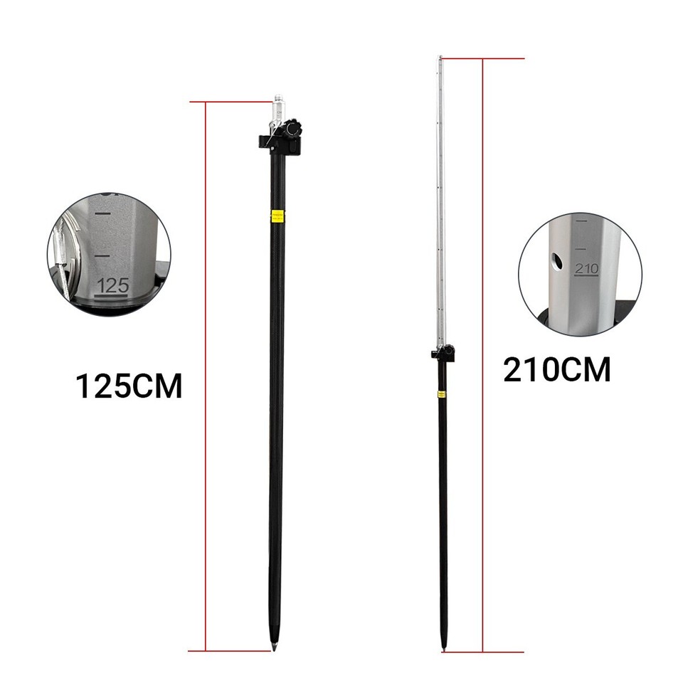 Telescopic Carbon Fiber RTK Rod GPS Prism Pole Surveying 5/8 Thread For ...