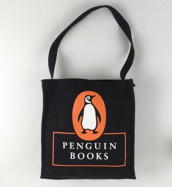 Penguin Books 60th Anniversary Black Tote Bag Borders 13.5" | eBay