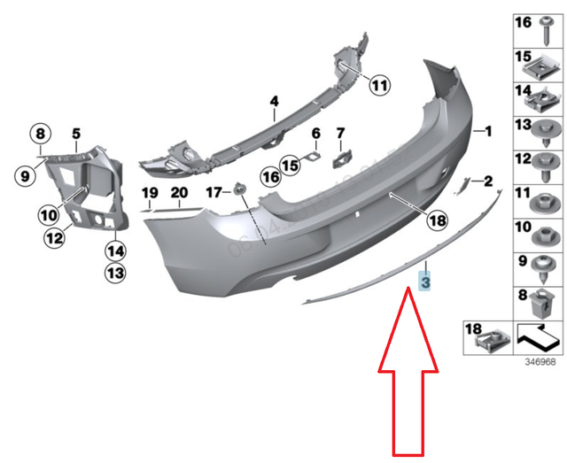 BMW 1 F21 Rear M Sport Bumper Lower Strip 51127273796 7273796 2014 New ...