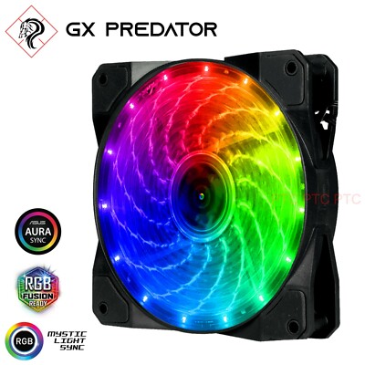 Silent Rainbow RGB LED Fan computer PC case heat sink CPU cooling 120mm ...