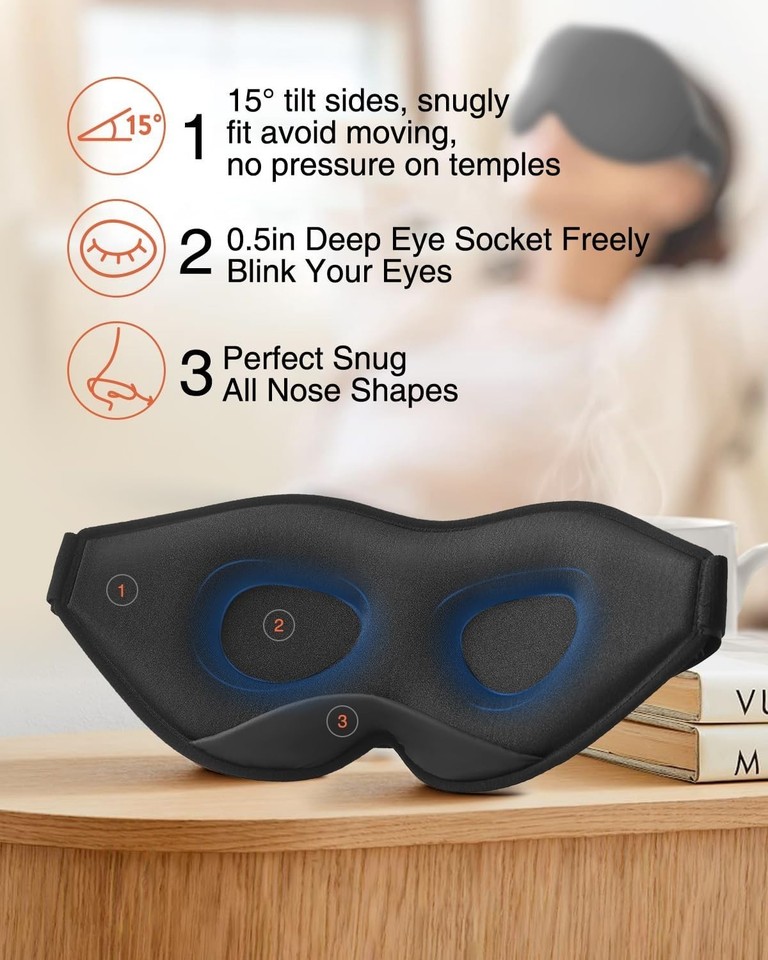 Sleep Mask for Side Sleeper, Eye Mask for Sleeping Women Men, 3D ...