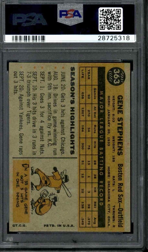 1960 Topps #363 Gene Stephens - PSA 8 | eBay