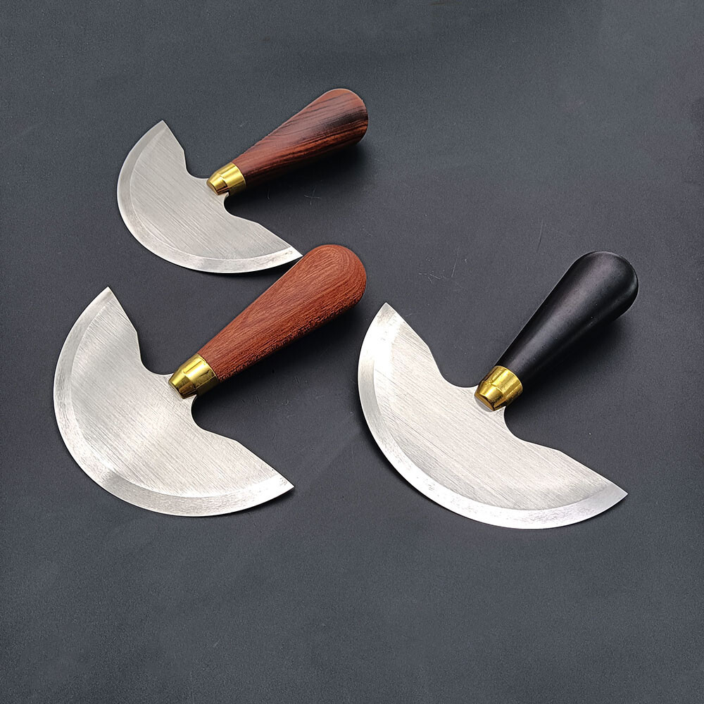 Professional half round blade leathercraft knife wood handle skiving ...