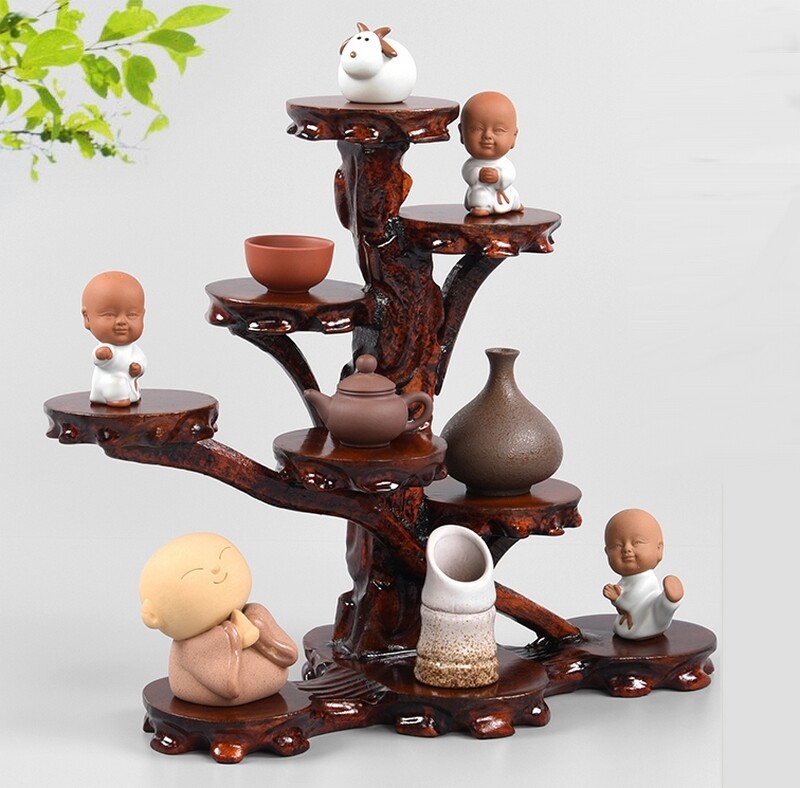 big Wooden Tree Display Rack Stand Craft Art Statue Base Holder Planter ...