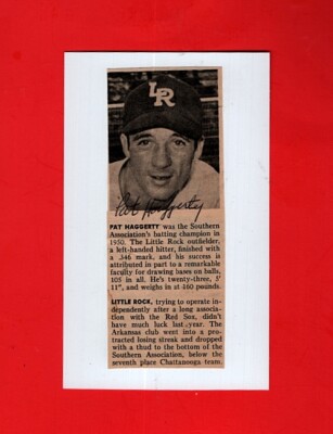 1950 PAT HAGGERTY LITTLE ROCK TRAVELERS AUTOGRAPHED PHOTO ON 3X5 CARD ...
