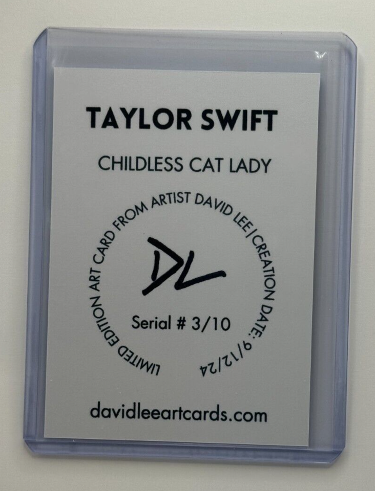 Taylor Swift Limited Artist Signed “Childless Cat Lady” Trading Card 3/ ...