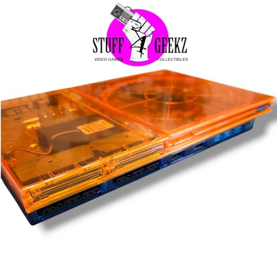 Sony Playstation 2 Slim Orange/Blue Console **PS2/PS1 Tested all disc ...