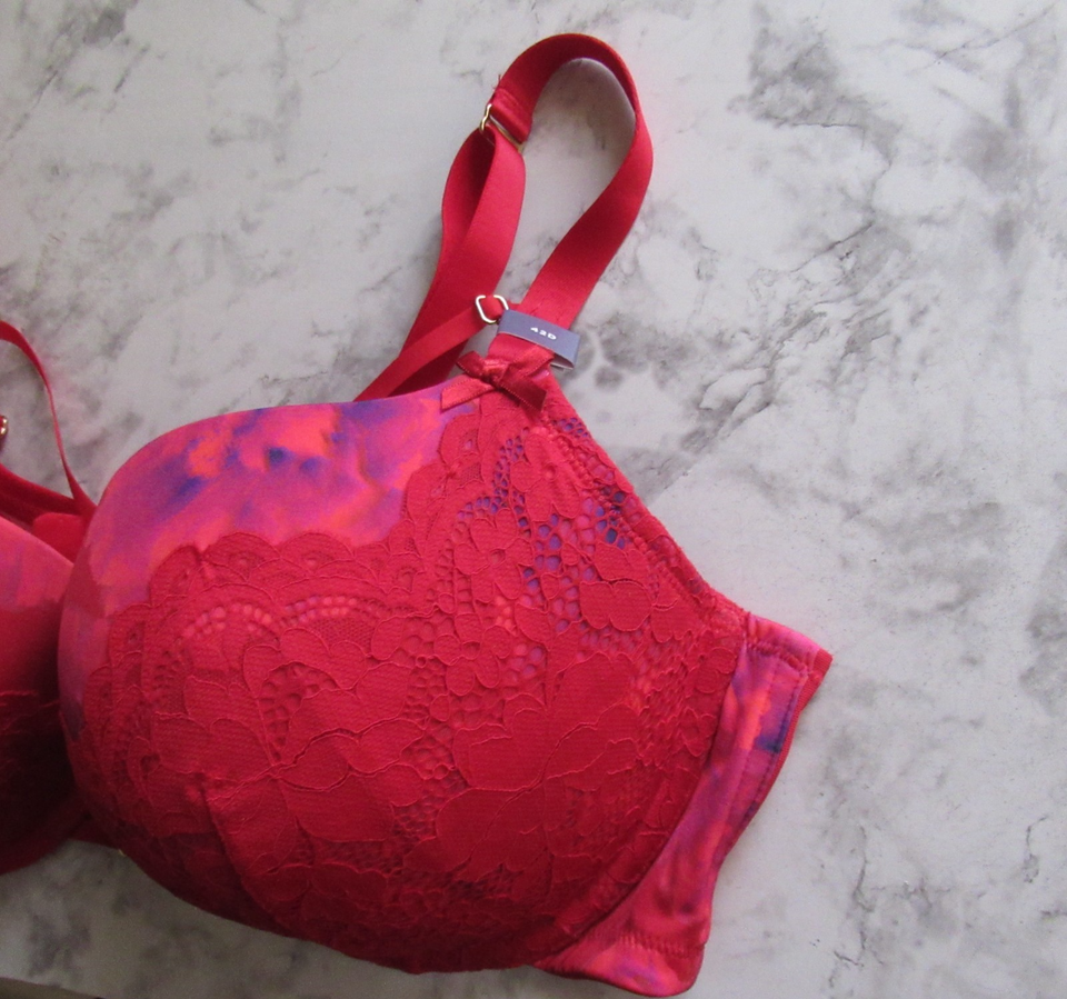 New Cacique Bra 42D Red Lace Boost Balconette Underwire Plus Size ...
