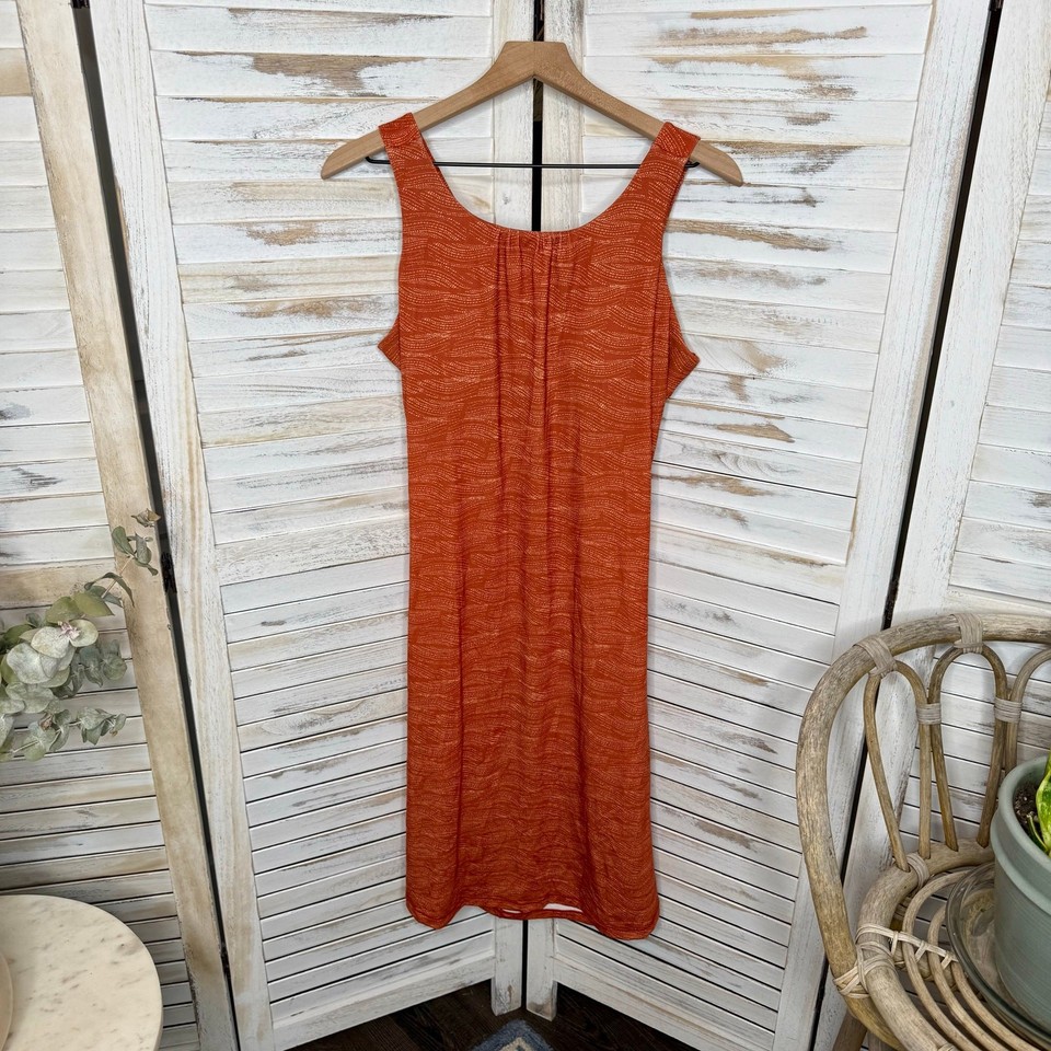 PRANA Women's XL Skypath Tank Dress Orange Back Cut Out Knee Length ...
