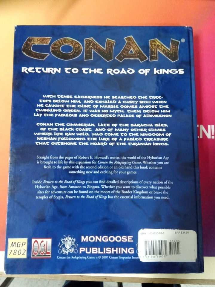 Conan RPG Return to the Road of Kings 2007 2nd Ed Mongoose MG 7802 ...