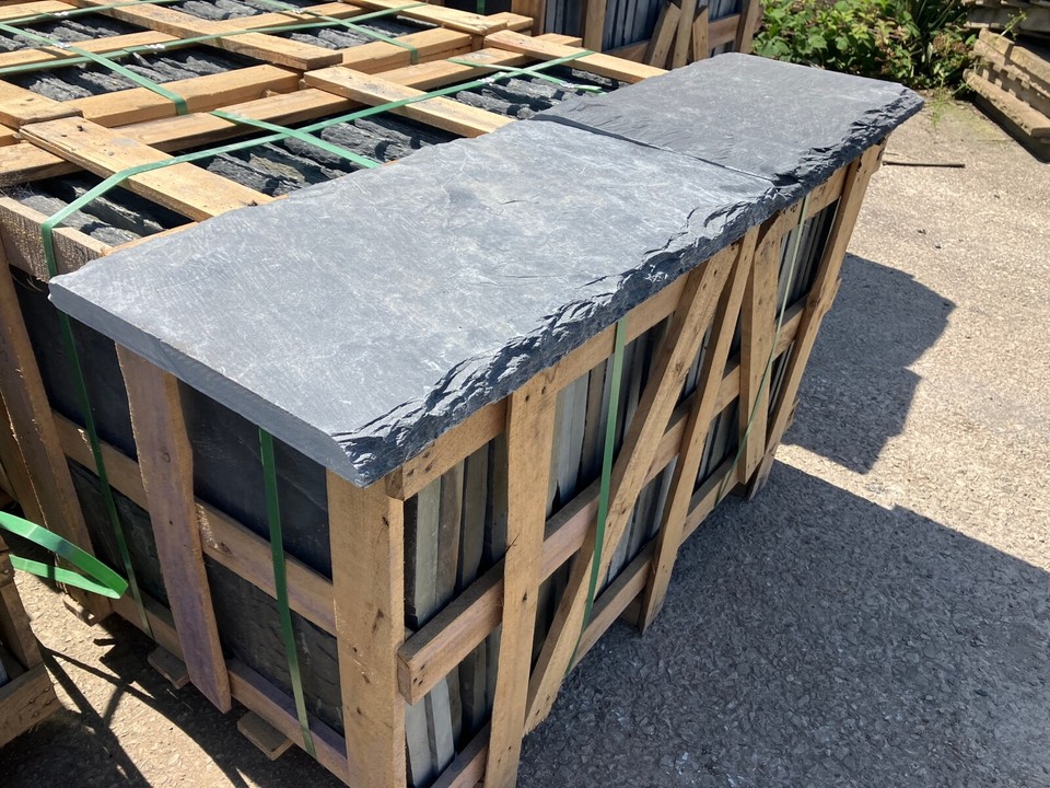 30mm thick rustic effect slate wall coping and Pier caps, pillar caps ...