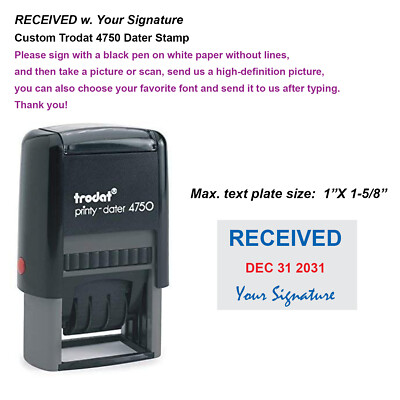 Received w. by one Line or your signature Date Stamp 4750 Self Inking ...