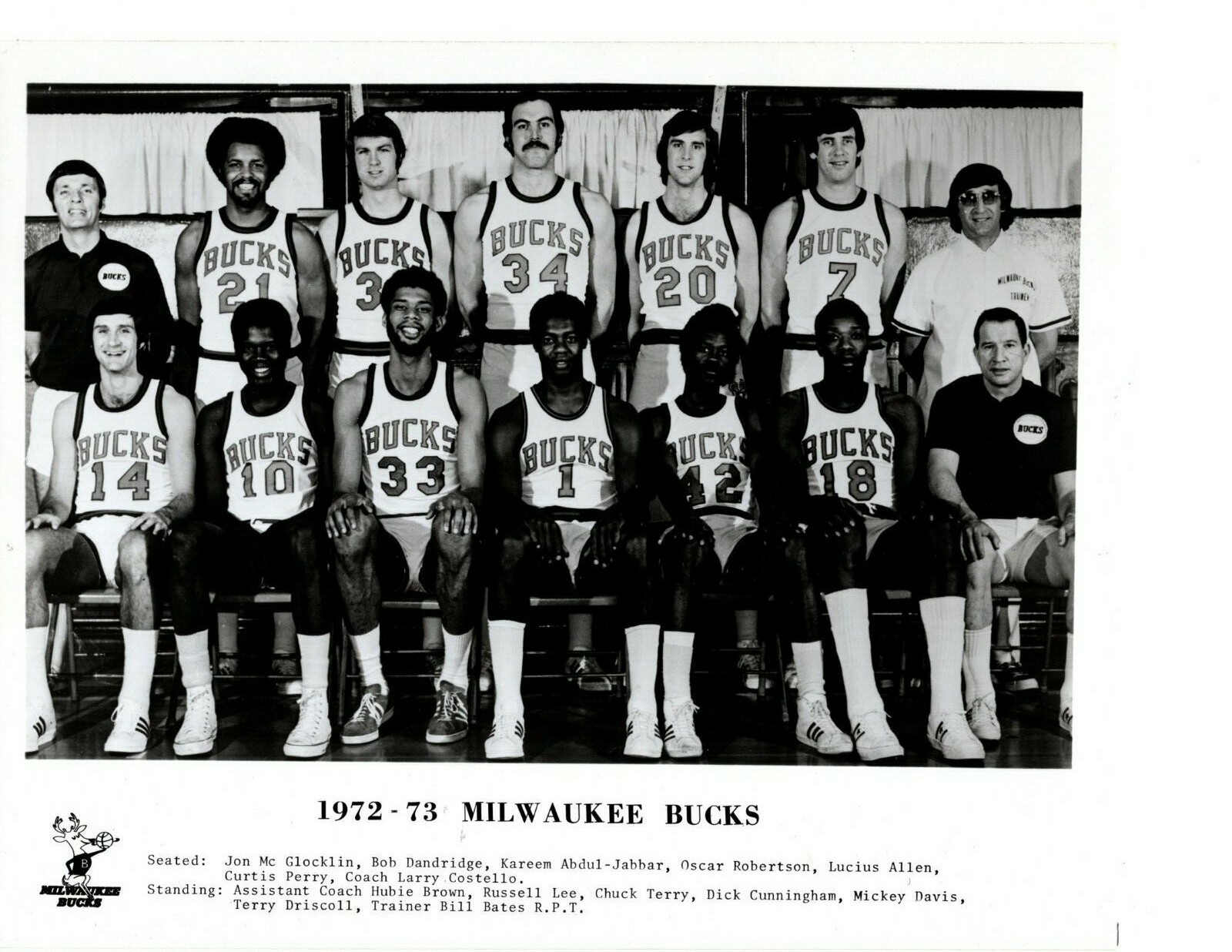 1972 1973 MILWAUKEE BUCKS 8X10 TEAM PHOTO BASKETBALL WISCONSIN NBA USA ...