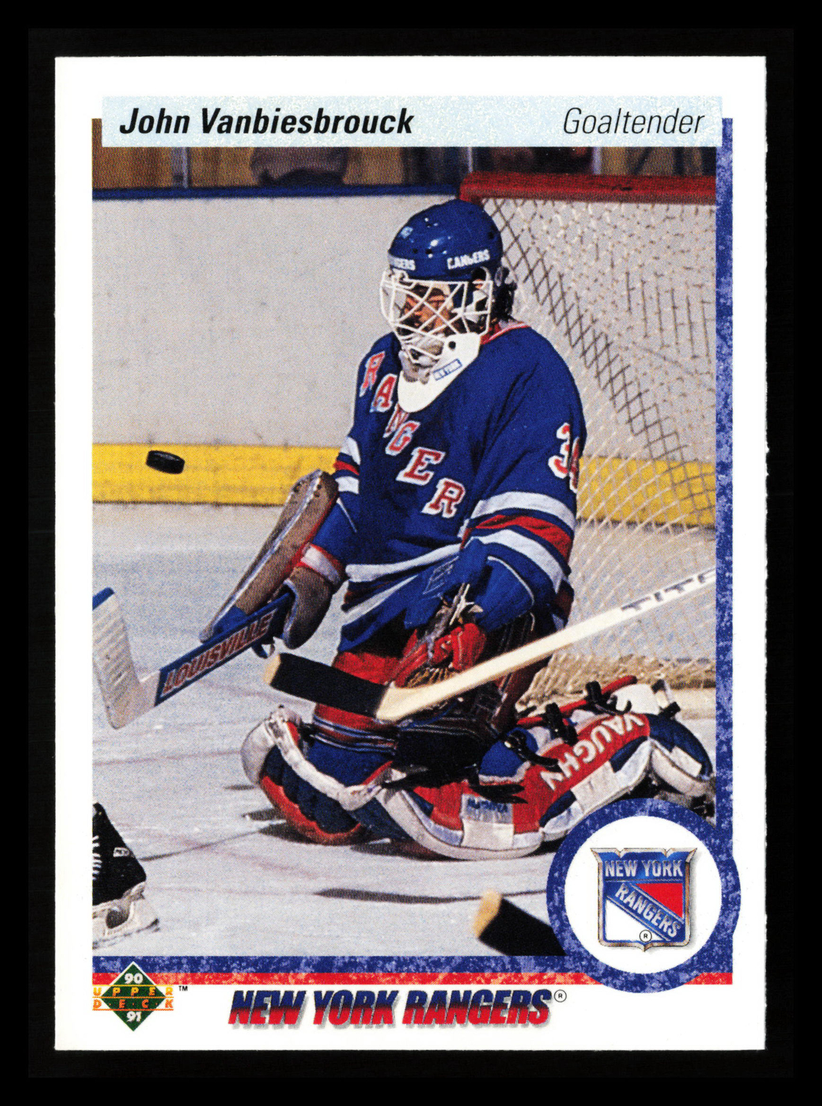 John Vanbiesbrouck 1990-91 Upper Deck Hockey NHL #279d New York Rangers ...