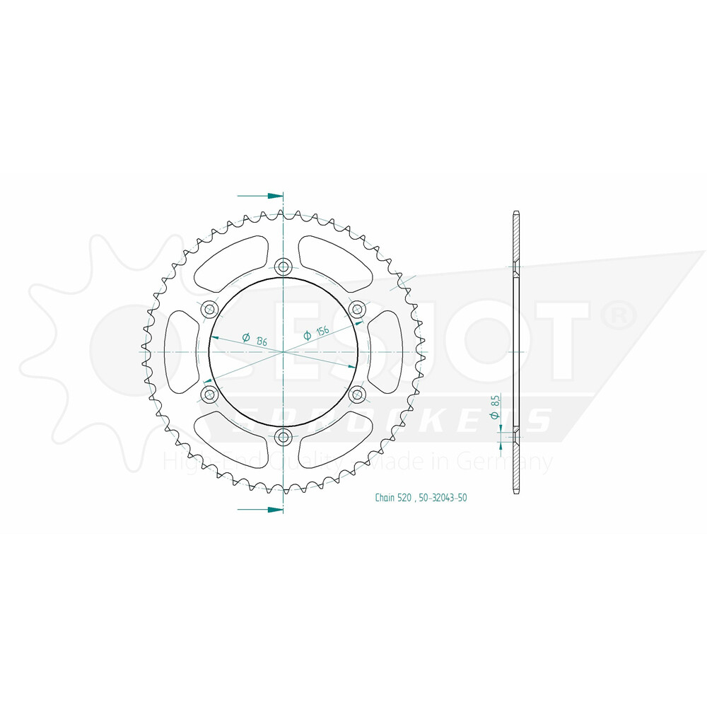 Sprocket Rear 520-50T Ultralight Steel Red for HUSQVARNA WR 250 2011 ...