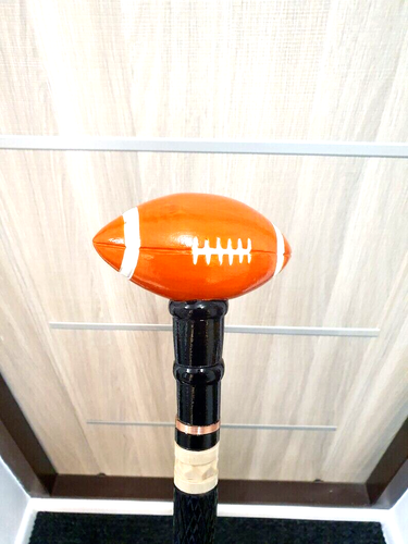 Football walking stick, handmade, wood carved football ball walking ...