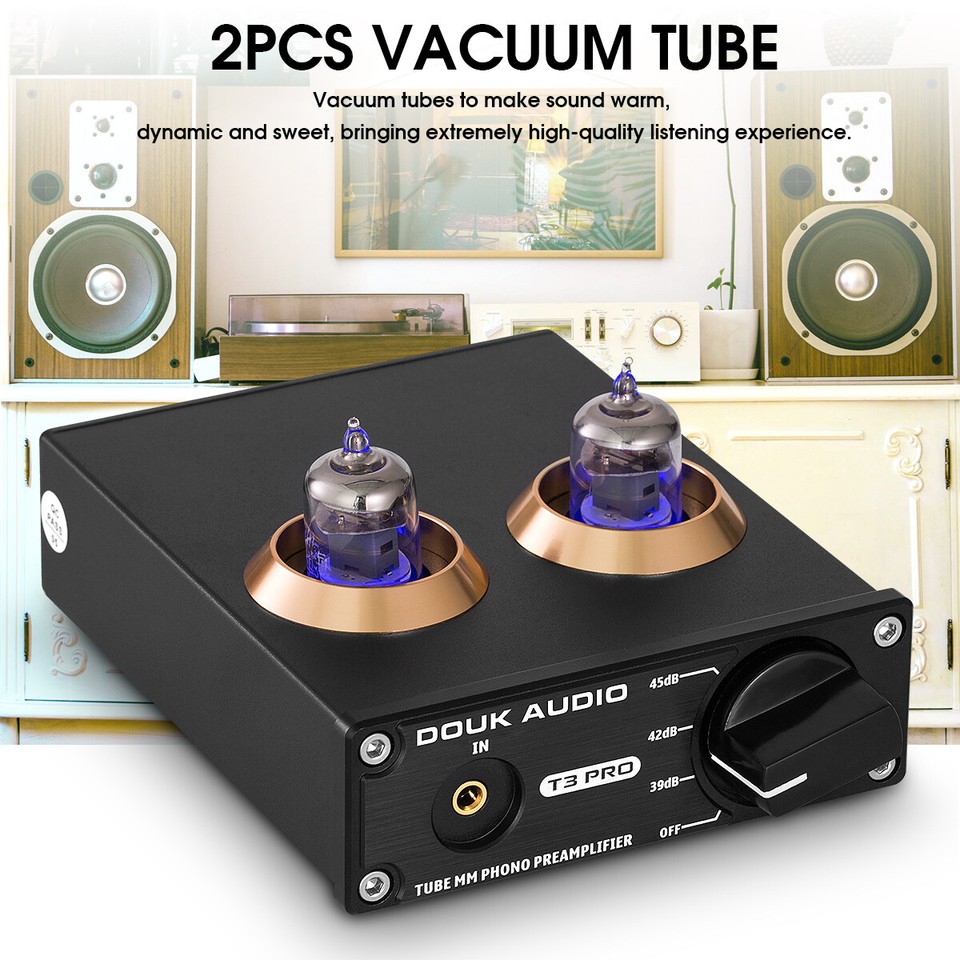 Douk Audio T3 PRO Mini MM RIAA Tube Phono Turntable Preamp Stereo ...