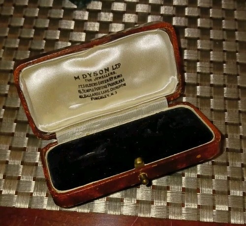 Antique Leather Jewelry Box M Dyson Earrings CuffLinks | eBay