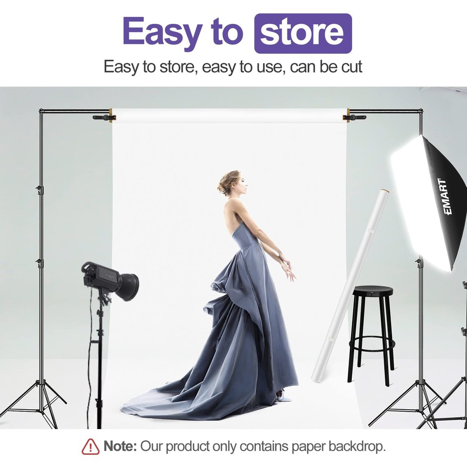 White Paper Backdrops for Photoshoot, Photography Matte Seamless Roll ...