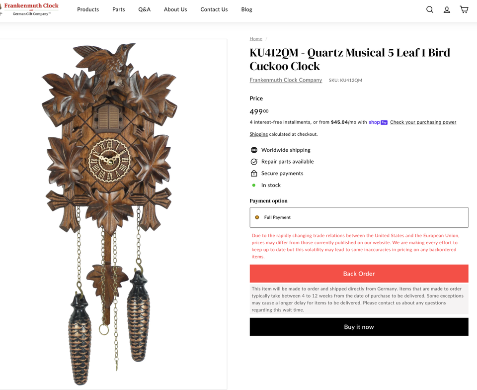 NEW in box - Vintage German Black Forest Hunting Theme Cuckoo Clock | eBay