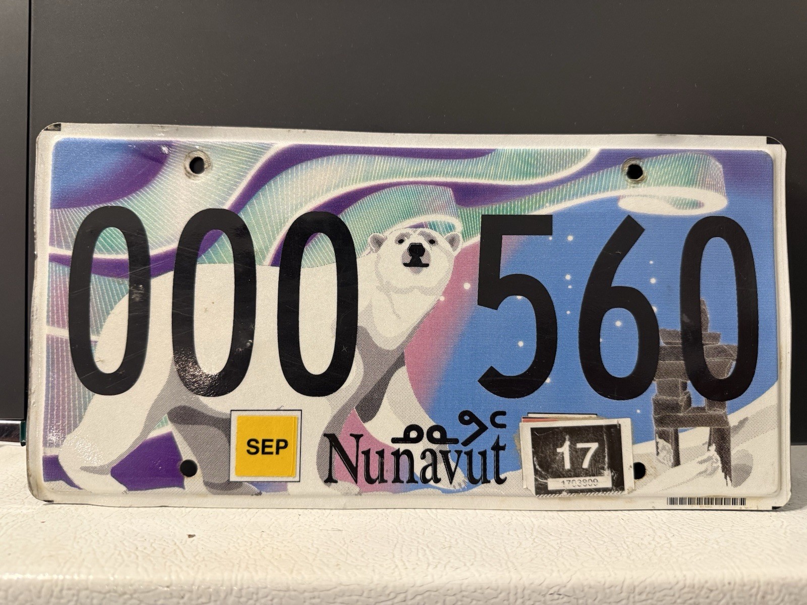 Nunavut License Plate 560 Low Number Stickers Canada Polar Bear ...
