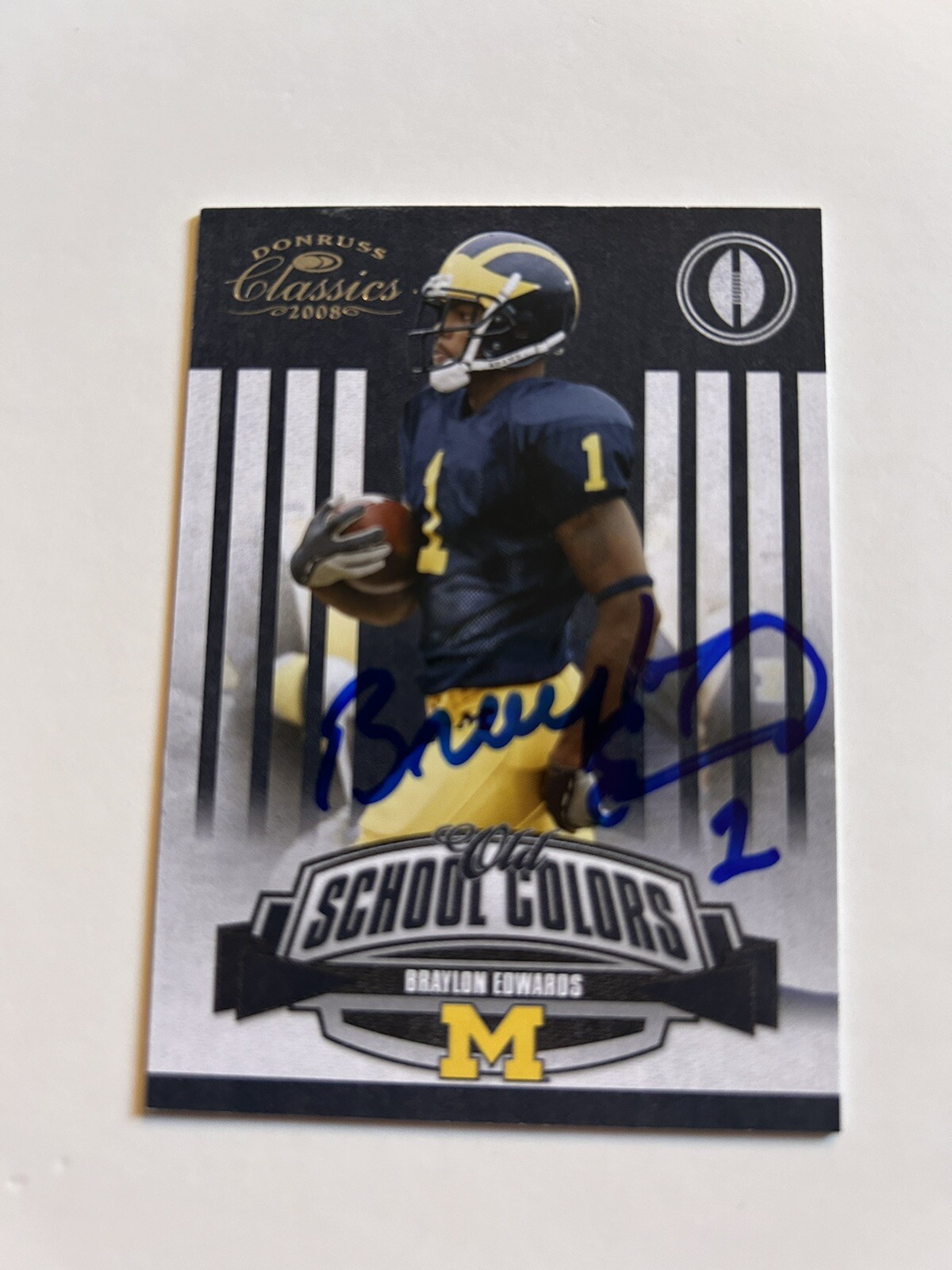 Braylon Edwards Signed 2008 Donruss Classics Old School Of Colors Card ...