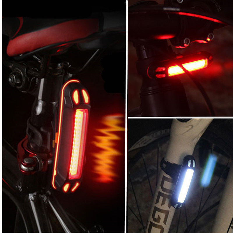 COB USB Rechargeable LED Bicycle Bike Cycling Front Rear Tail Light 4 ...