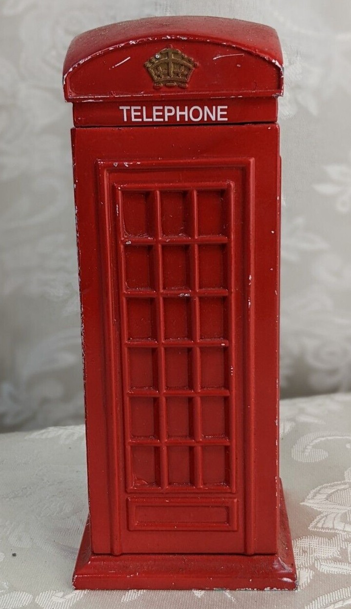 Red Phone Box Telephone Booth Coin Bank Metal British London England UK ...