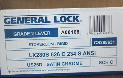 General Lock Storeroom Lock, S Lever Design, 2-3/4" Backset, LX280S ...