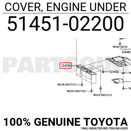 5145102200 Genuine Toyota COVER, ENGINE UNDER 51451-02200 | eBay