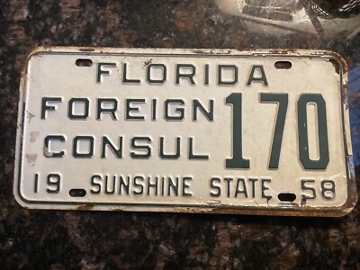 Florida License Plate 1957 Foreign Consul 170 | eBay