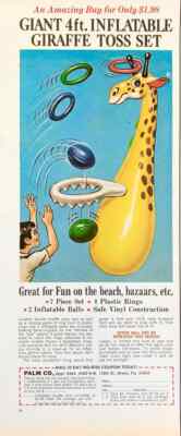 1971 Palm Co. Miami PRINT AD Gerald Giraffe Inflatable Toss Set | eBay