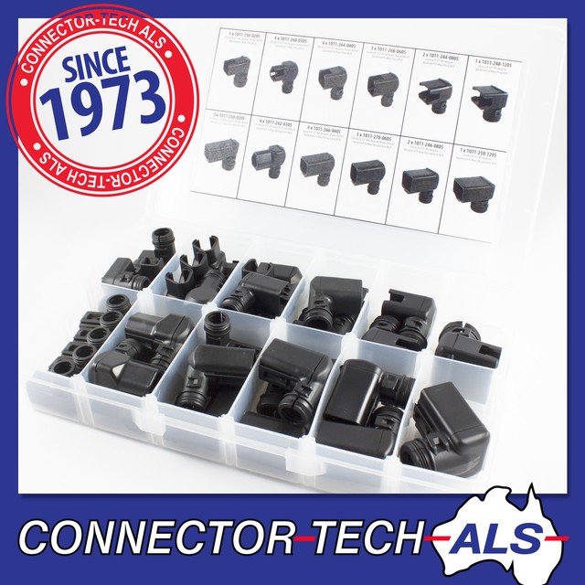 Deutsch DT 90-degree Backshell Kit 2-12 Way 38pc Black Strain Relief # ...