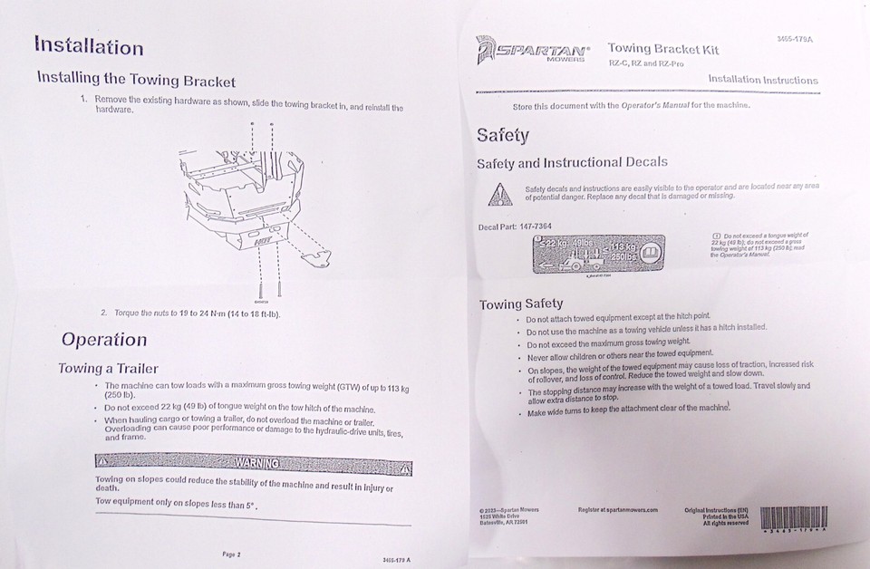 OEM Spartan Lawn Mower RZ Pin Receiver Hitch 148-0279 READ LISTING FOR ...