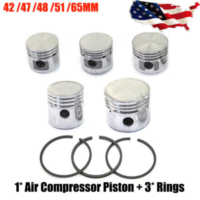 Air Compressor Piston & 3x Piston Rings Air-Pump Accessories Kit 42/47 ...