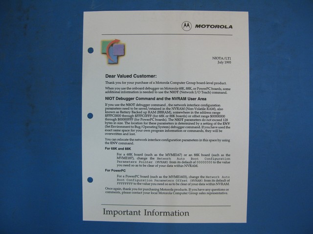 Motorola VME CPU MC68040 mvme-162-512A VXworks v5.2 ROM 4x Industry ...