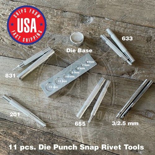 11 Pc Snap Die Punch Snap Rivet Setter Leather Craft Snap Setting Tool ...