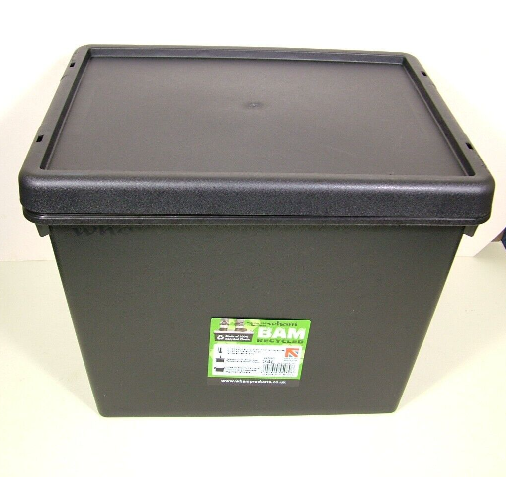 Wham Bam Black Very Strong Plastic Storage Box 24 litre With Lid 100% ...