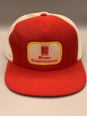 VINTAGE Trucker Hat Cap Snap Back Red White Birko Corporation BC ...