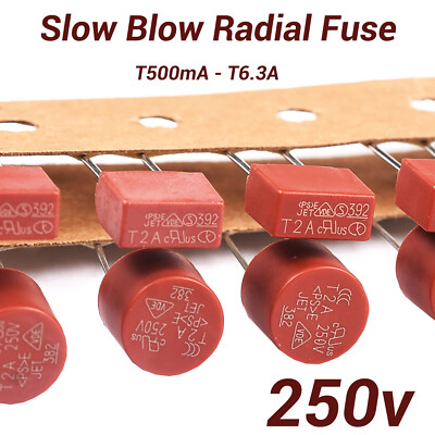 T500mA - T6.3A Antisurge,250v Time delay,Slow blow,Radial PCB Mount 382 ...