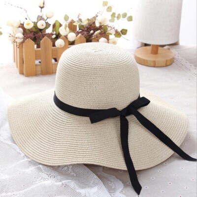 Girls Straw Hat Sun Hat Beach Women Summer Hat UV Protect Travel Cap ...