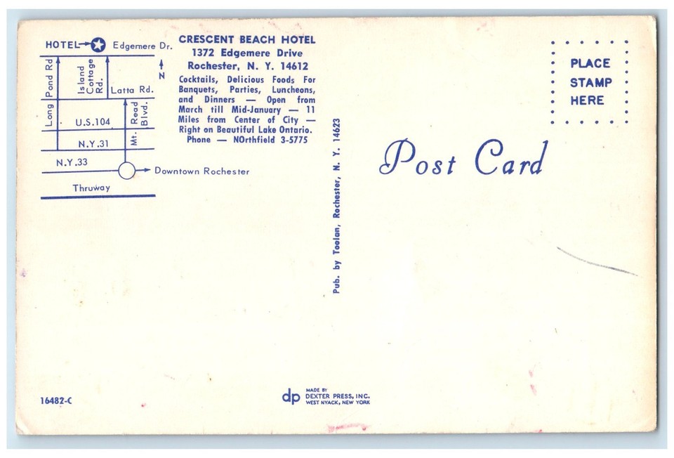 c1940's Crescent Beach Hotel Interior Rochester New York NY Unposted ...