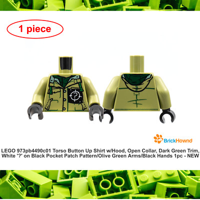 LEGO 973 Riddler Torso Button Up Shirt w/Hood, Dark Green Trim - 1pc ...